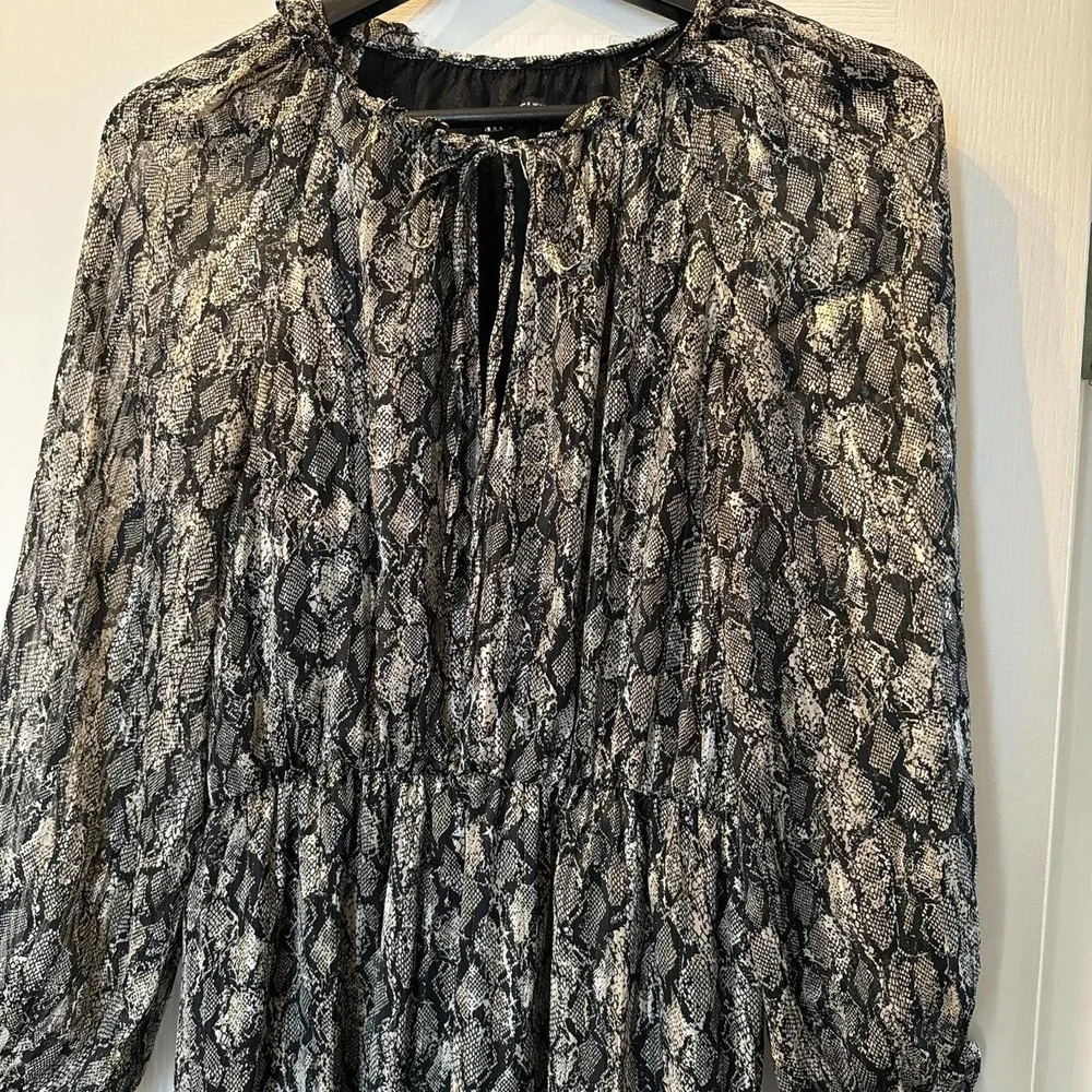 Dresses | Zara Black And White Snake Print Midi Dress With Tie Front ...